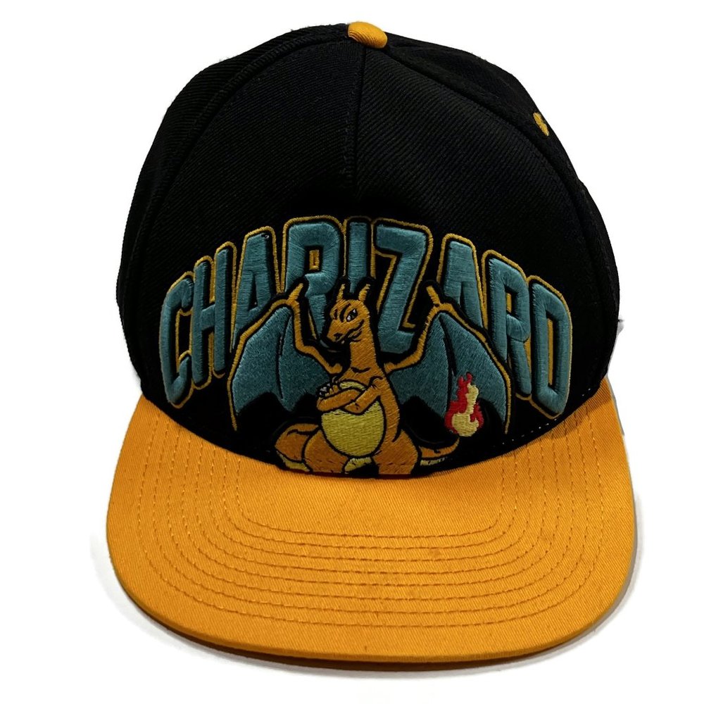 Pokmon Charizard Snapback 3d Hat Embroidered Cap Blac… - Gem